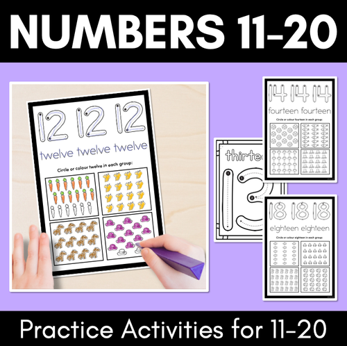 Kindergarten Math Worksheets - Numbers 11 - 20 Practice Pages - Mrs ...