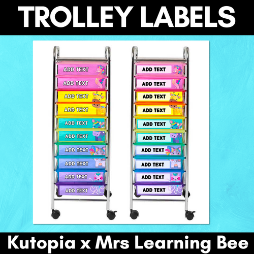 Rainbow Trolley Labels - The Kutopia Collection - Mrs Learning Bee