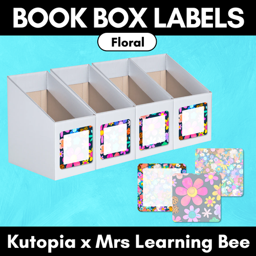 Book Box Holder Editable Labels - The Kutopia Collection - Floral - Mrs ...