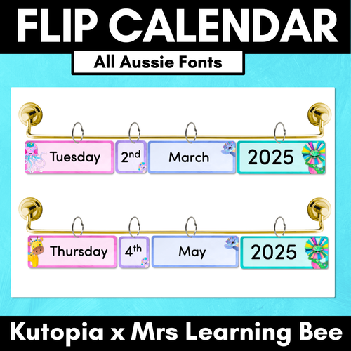 Classroom Flip Calendar - The Kutopia Collection - Mrs Learning Bee