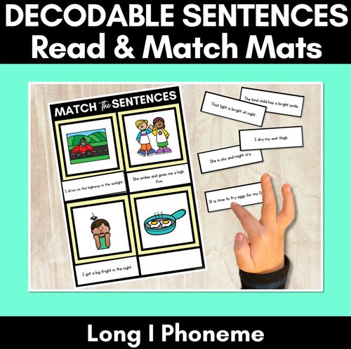 Long Vowel I Decodable Sentences Mats - Read & Match - Mrs Learning Bee