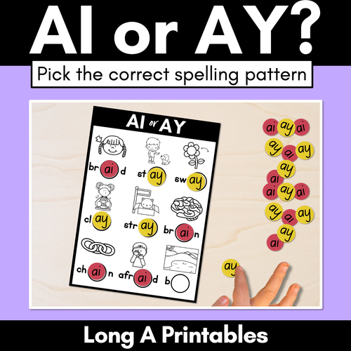 AI or AY - Pick the correct spelling pattern - Long A Task Cards - Mrs ...