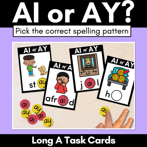 AI or AY - Pick the correct spelling pattern - Long A Printables - Mrs ...