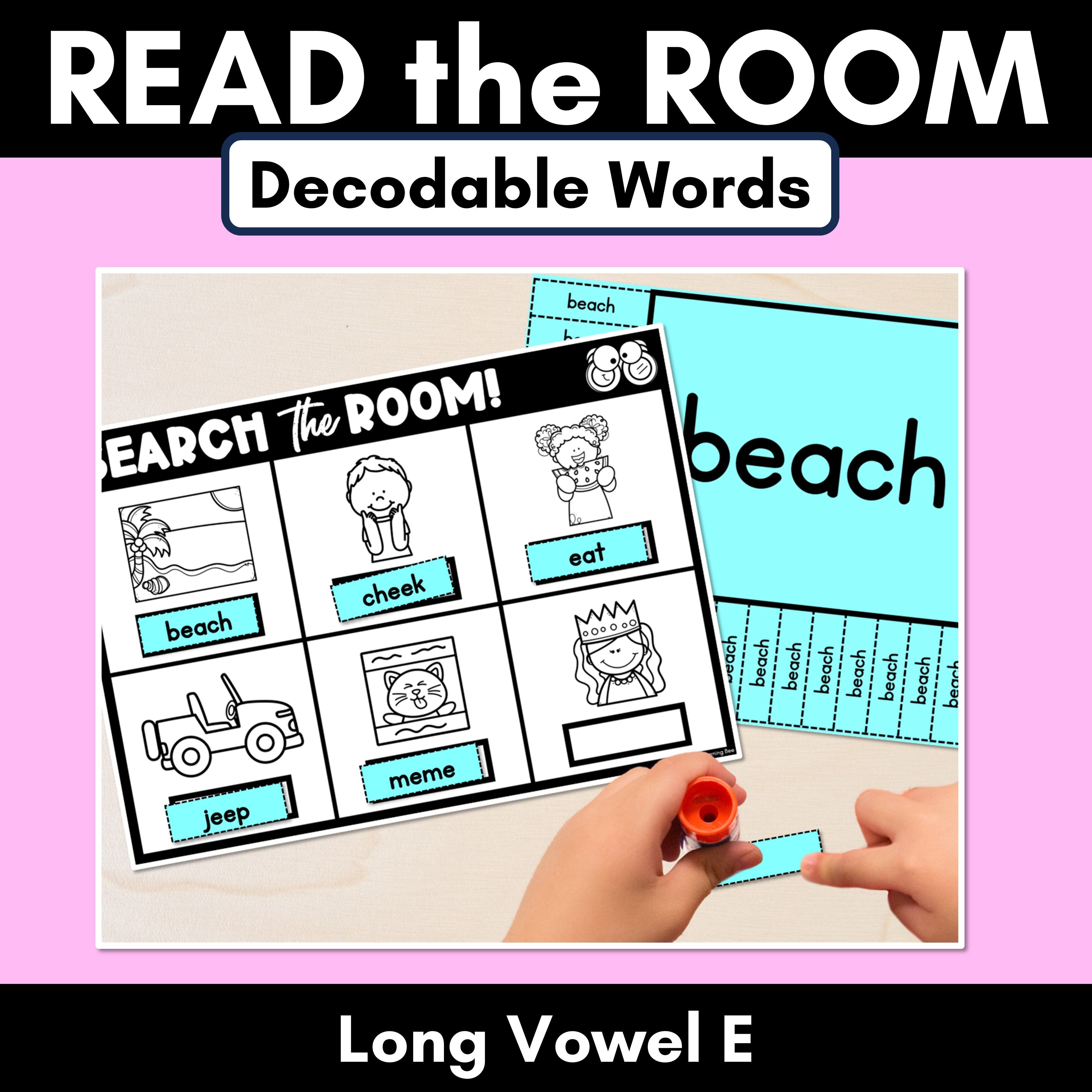 READ THE ROOM - Decodable Words Phonics Activity - Long Vowel E Words ...