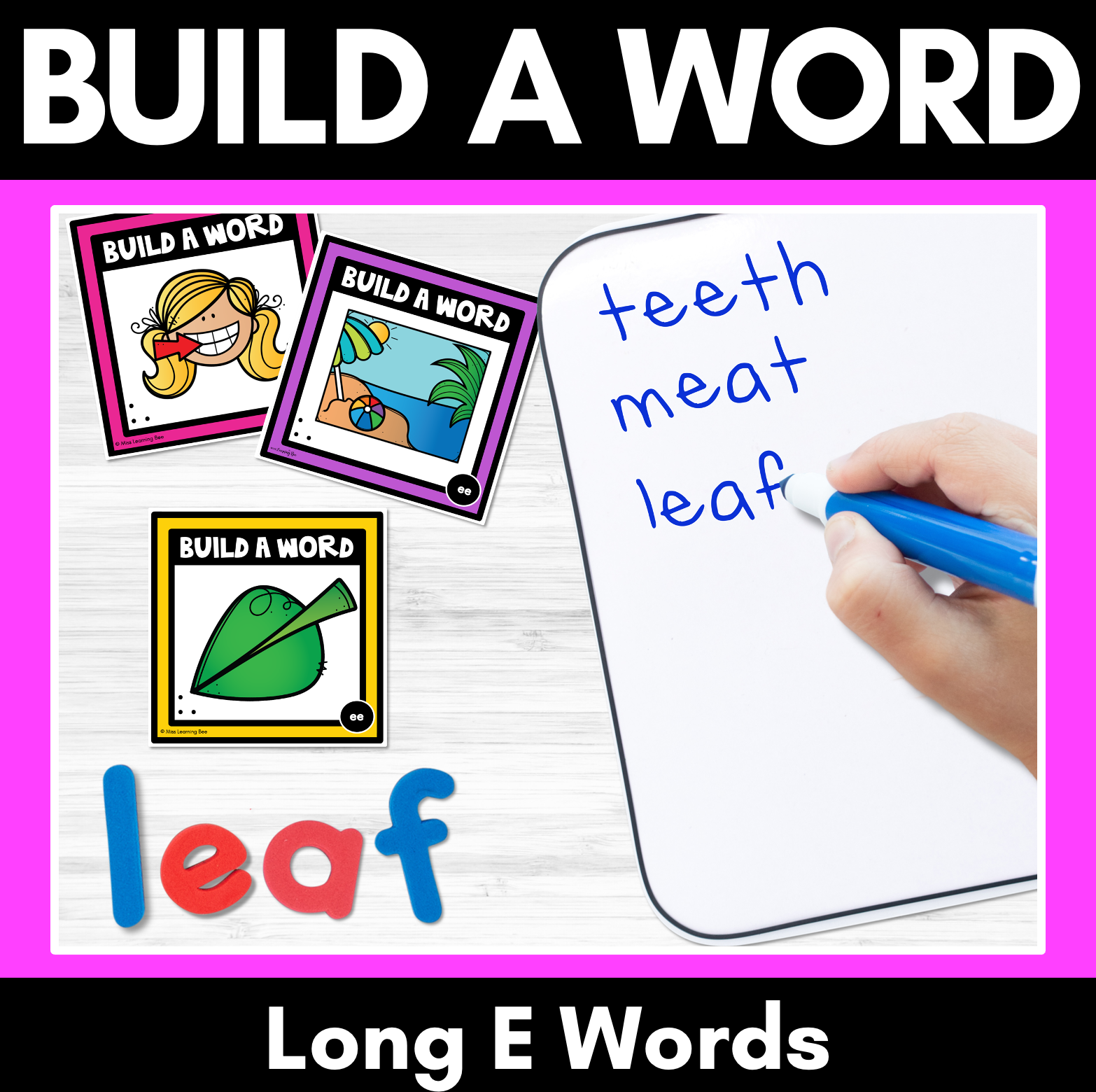 Long Vowel E Sound Word Building Cards - Mrs Learning Bee