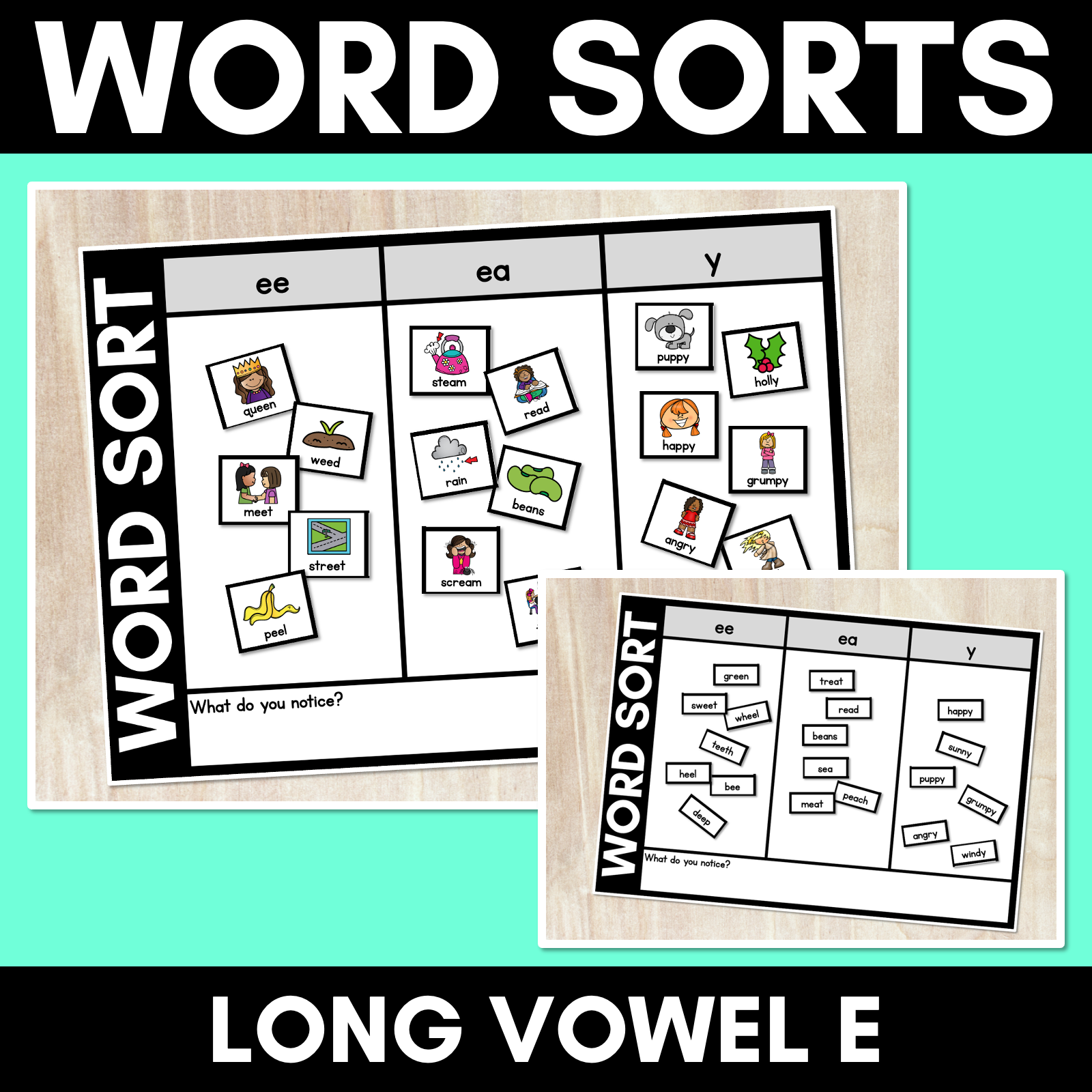 LONG VOWEL E WORD SORT - Mrs Learning Bee