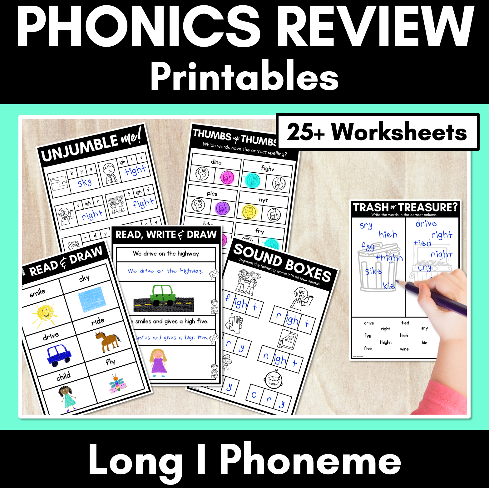 Long Vowel I Worksheets - PHONICS REVIEW for Long Vowel Sounds - Mrs ...