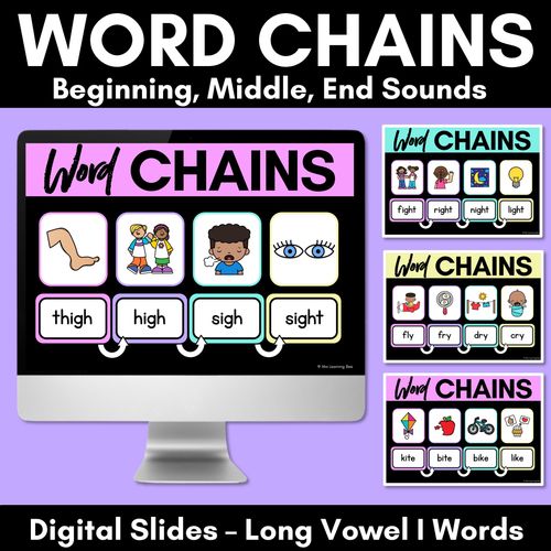 Long Vowel I Word Chains for Beginning, Middle & End Sounds - Decodable ...