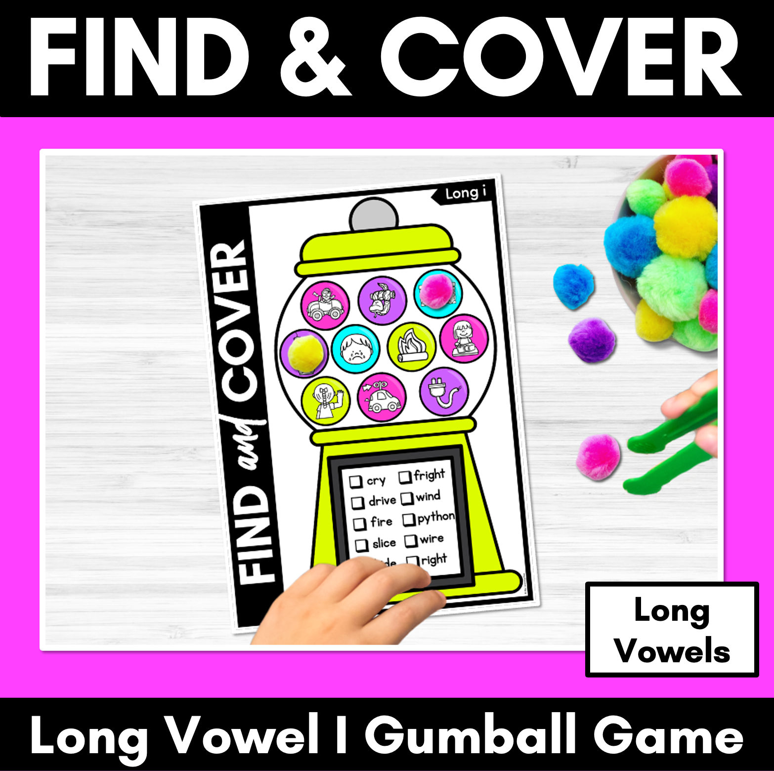 Long Vowel I Words - Find & Cover No Prep Phonics Game for Long Vowel ...