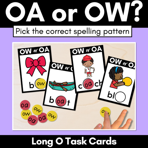OA or OW - Pick the correct spelling pattern - Long O Task Cards - Mrs ...