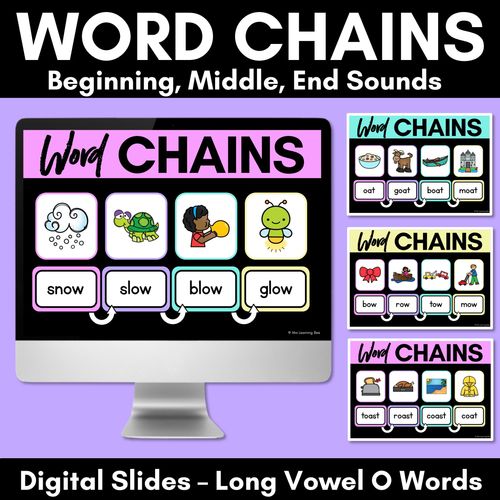 Long Vowel O Word Chains for Beginning, Middle & End Sounds - Decodable ...