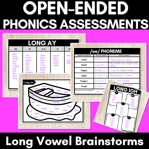 Long Vowel Sound Brainstorm Templates & Assessments - Mrs Learning Bee
