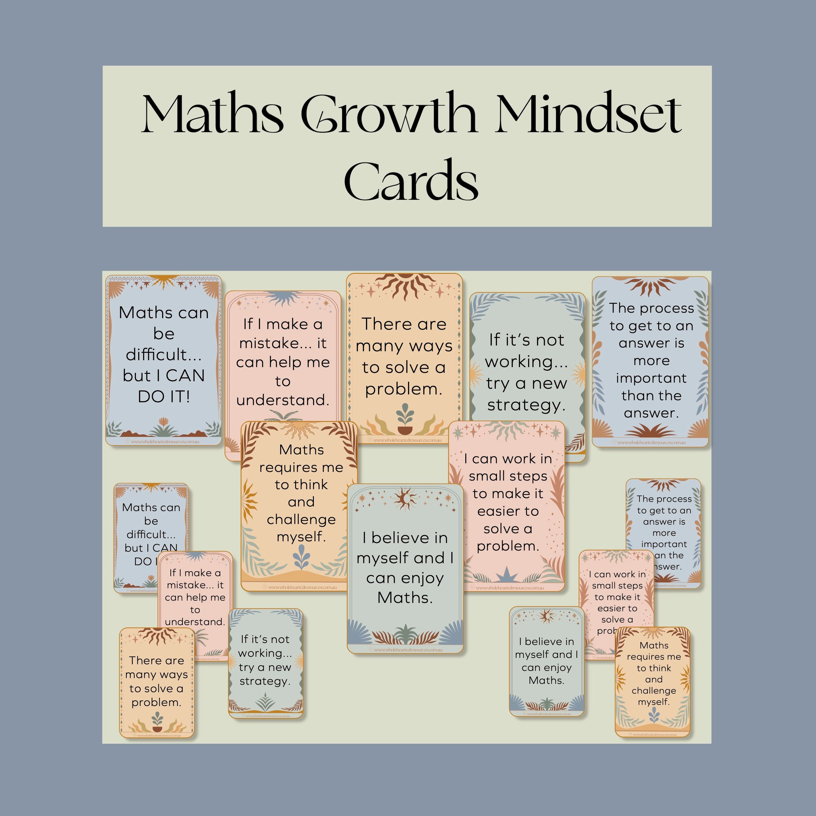 Maths growth Mindset Cards - Mrs Learning Bee