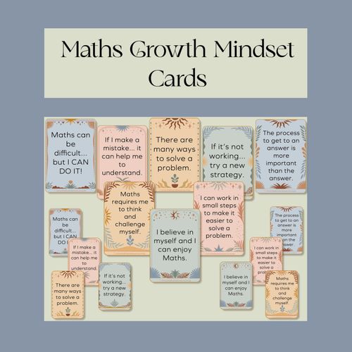 Maths growth Mindset Cards - Mrs Learning Bee