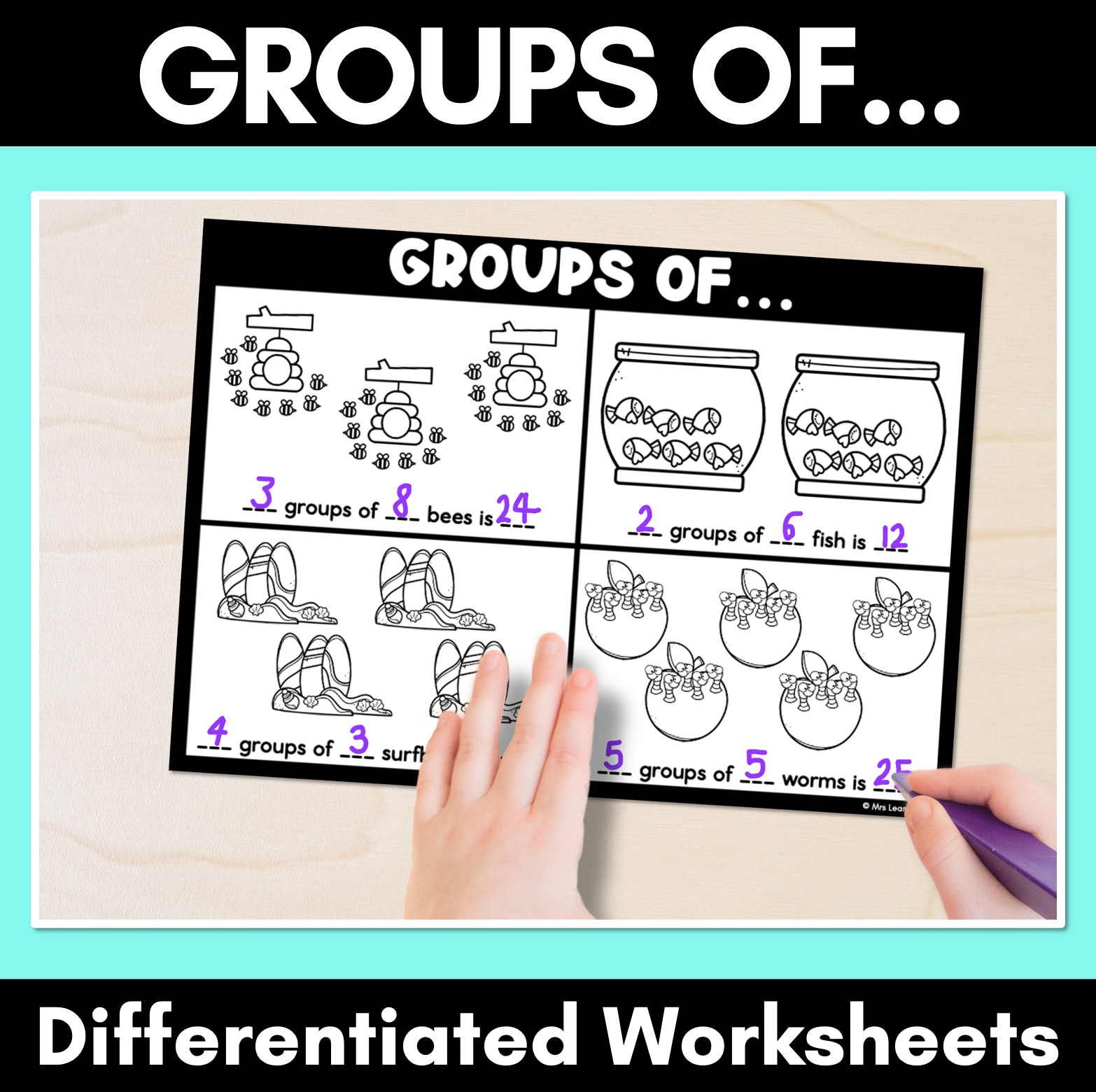 Groups Of (Multiplication) Differentiated Worksheets - Mrs Learning Bee