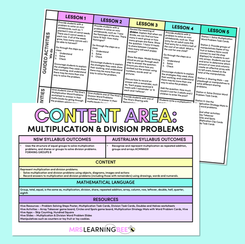 Multiplication & Division Problems - Grade 1 & 2 Program - Mrs Learning Bee