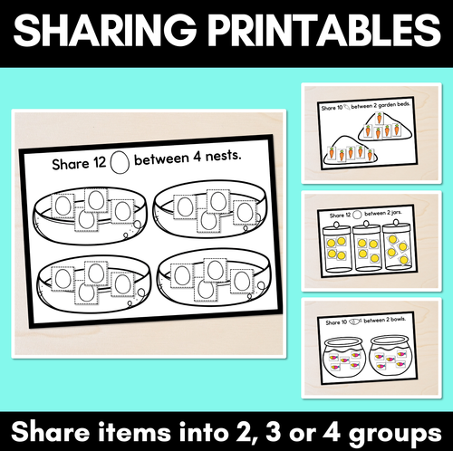 Sharing Printables - Share items into 2, 3 or 4 groups - Mrs Learning Bee