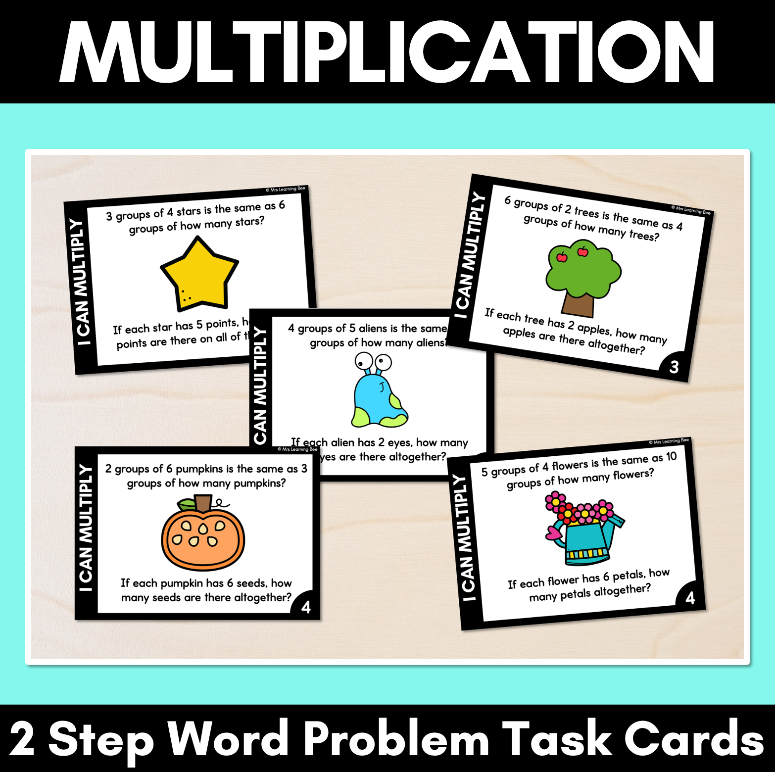 Multiplication 2-Step Word Problem Task Cards - Mrs Learning Bee