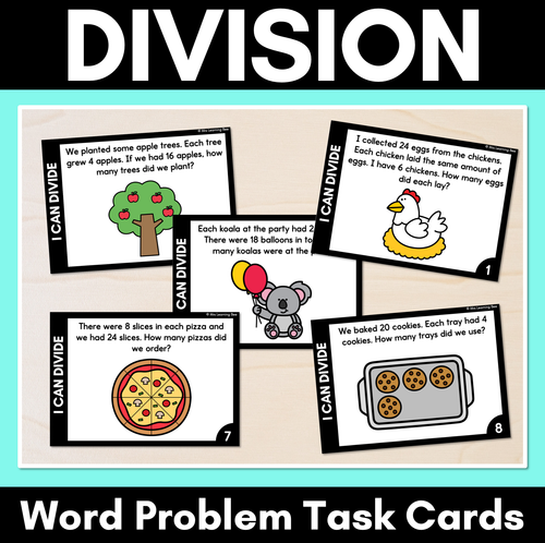 Division Word Problem Task Cards - Mrs Learning Bee