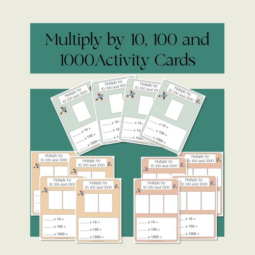 Multiply by 10, 100, 1000 Activity Cards - Mrs Learning Bee