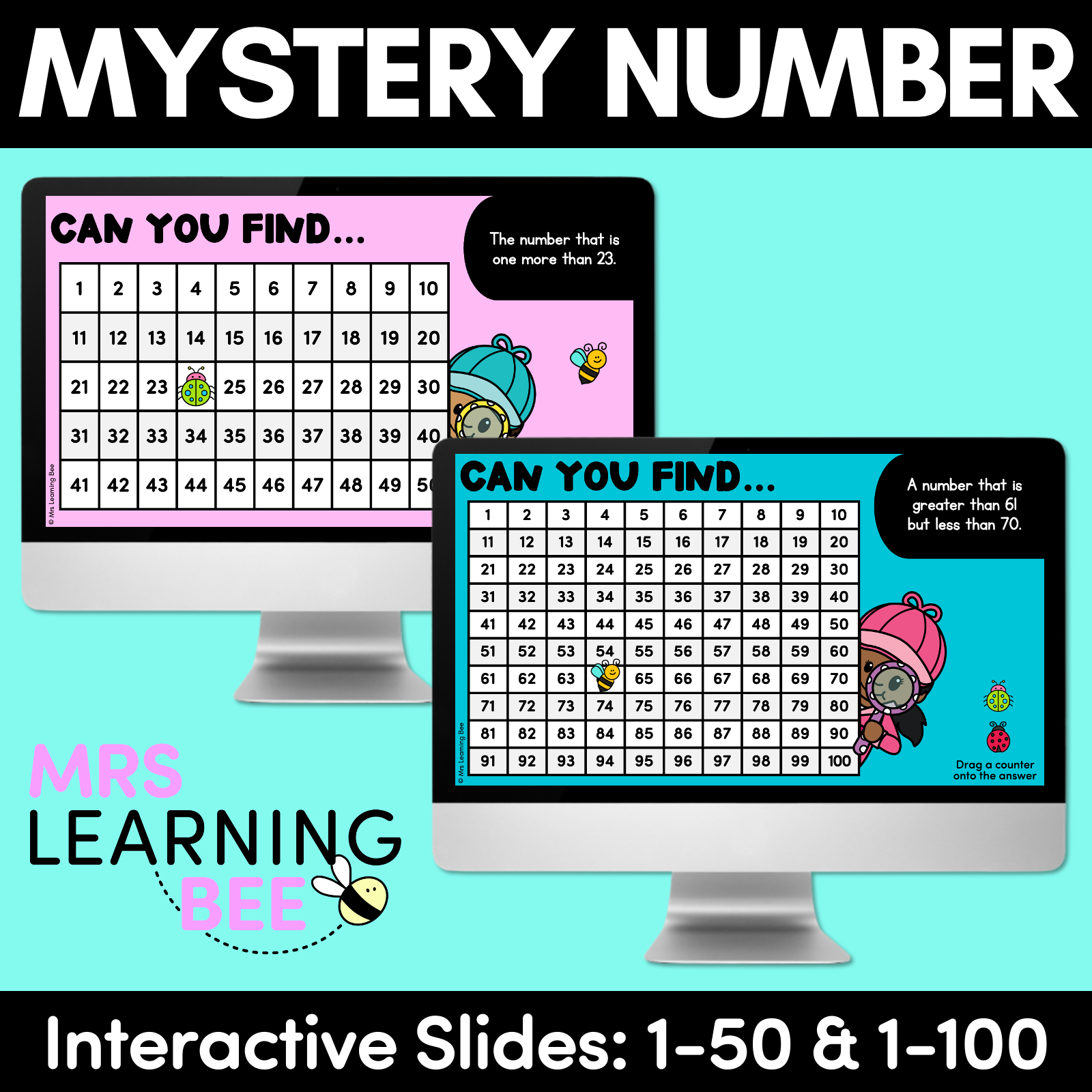 Mystery Number Interactive Slides - Numbers 1-50 or Numbers 1-100 - Mrs ...