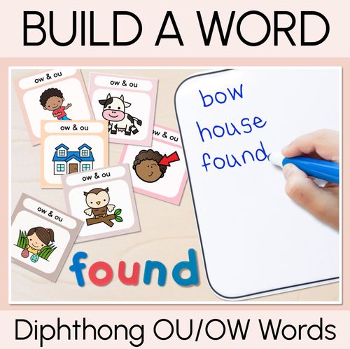 NEUTRAL Diphthong OW & OU Word Building Cards - Decodable Words for Phonics