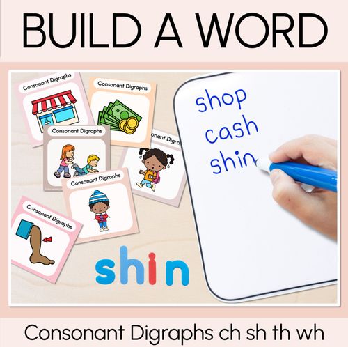 NEUTRAL Consonant Digraph Word Building Cards CH SH TH WH- Decodable Words