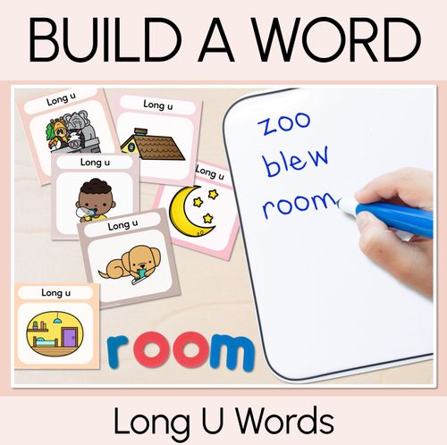 NEUTRAL Long Vowel U Word Building Cards - Vowel Team Decodable Word ...