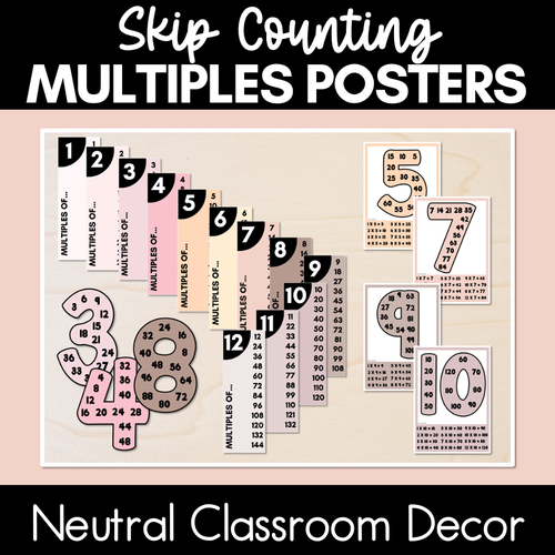 Multiples & Skip Counting Posters - Neutral Classroom Decor - Mrs ...