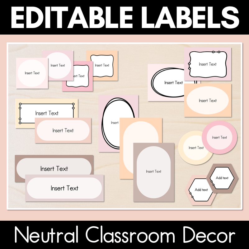 Editable Labels - Neutral Classroom Decor - Mrs Learning Bee
