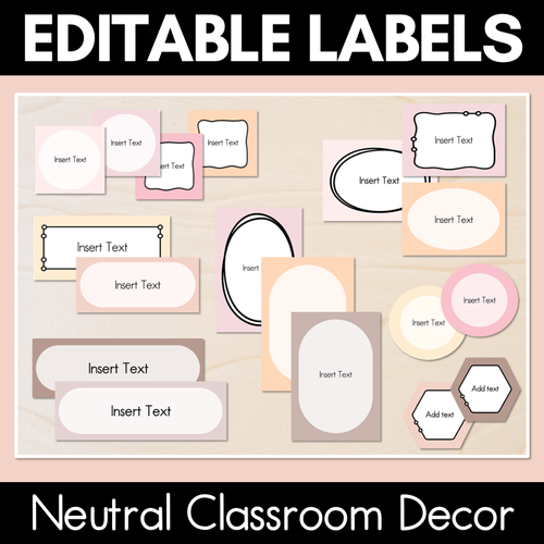 Editable Labels - Neutral Classroom Decor - Mrs Learning Bee