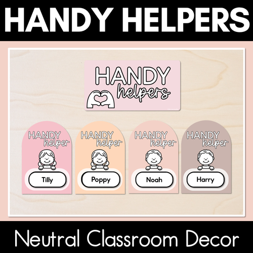 Handy Helpers Classroom Jobs Display - Neutral Classroom Decor - Mrs ...