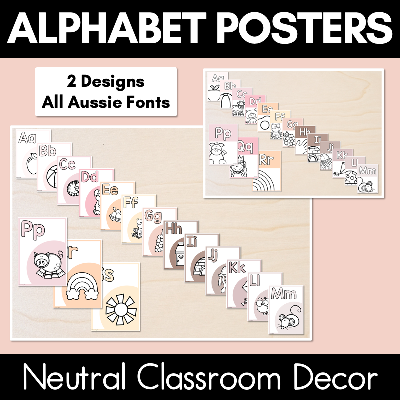 Alphabet Posters - All Aussie Fonts- Neutral Classroom Decor - Mrs ...
