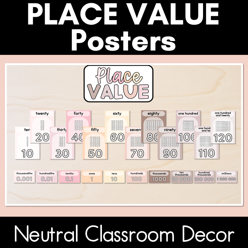 Place Value Posters NEUTRAL COLOURS - Mrs Learning Bee