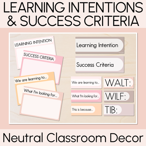 Learning Intentions & Success Criteria - LISC Posters - Neutral ...