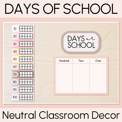 Days of School Display - Neutral Classroom Decor - Mrs Learning Bee