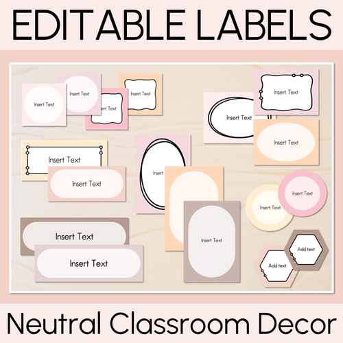 Editable Labels - Neutral Classroom Decor - Mrs Learning Bee