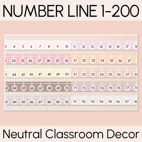 Number Line 1-200 - Neutral Classroom Decor - Mrs Learning Bee