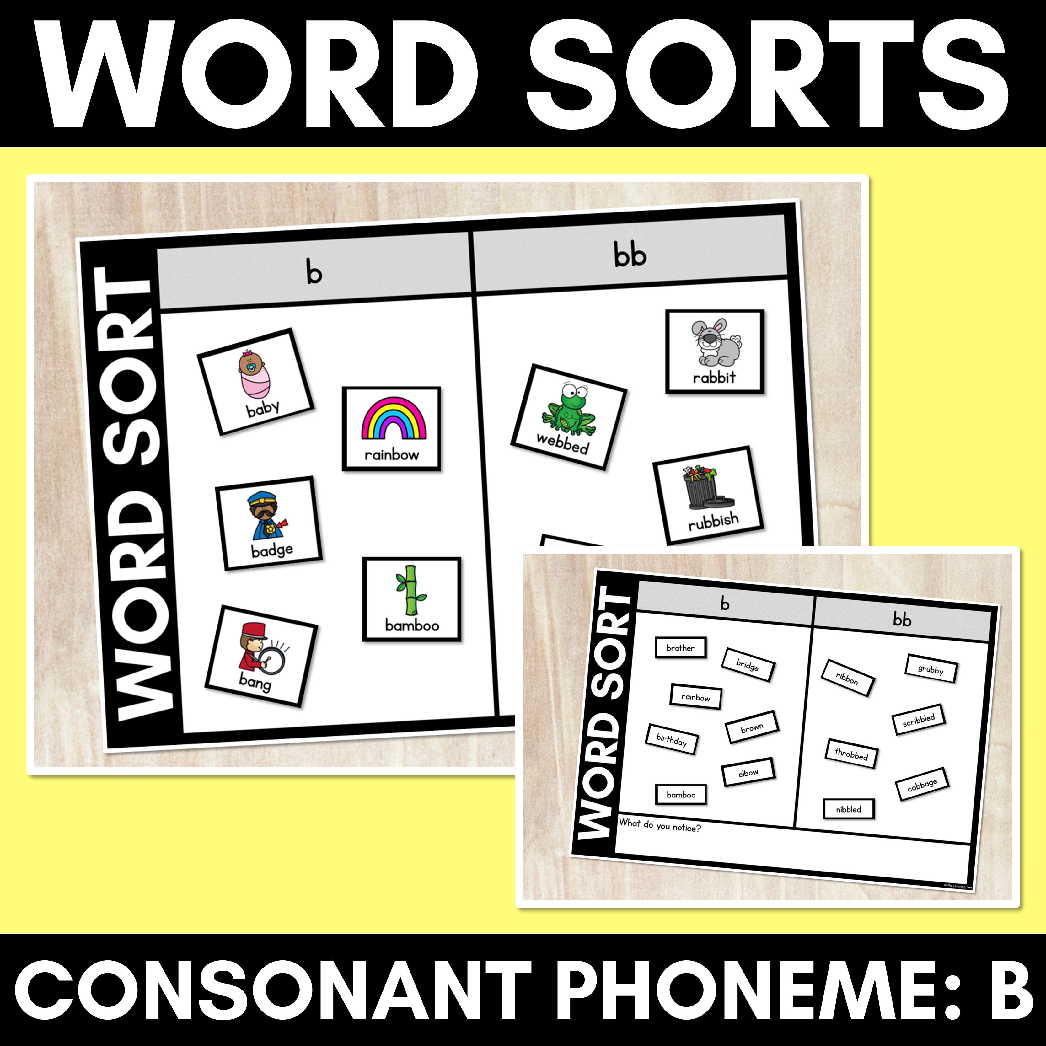 CONSONANT PHONEME B WORD SORT - Mrs Learning Bee