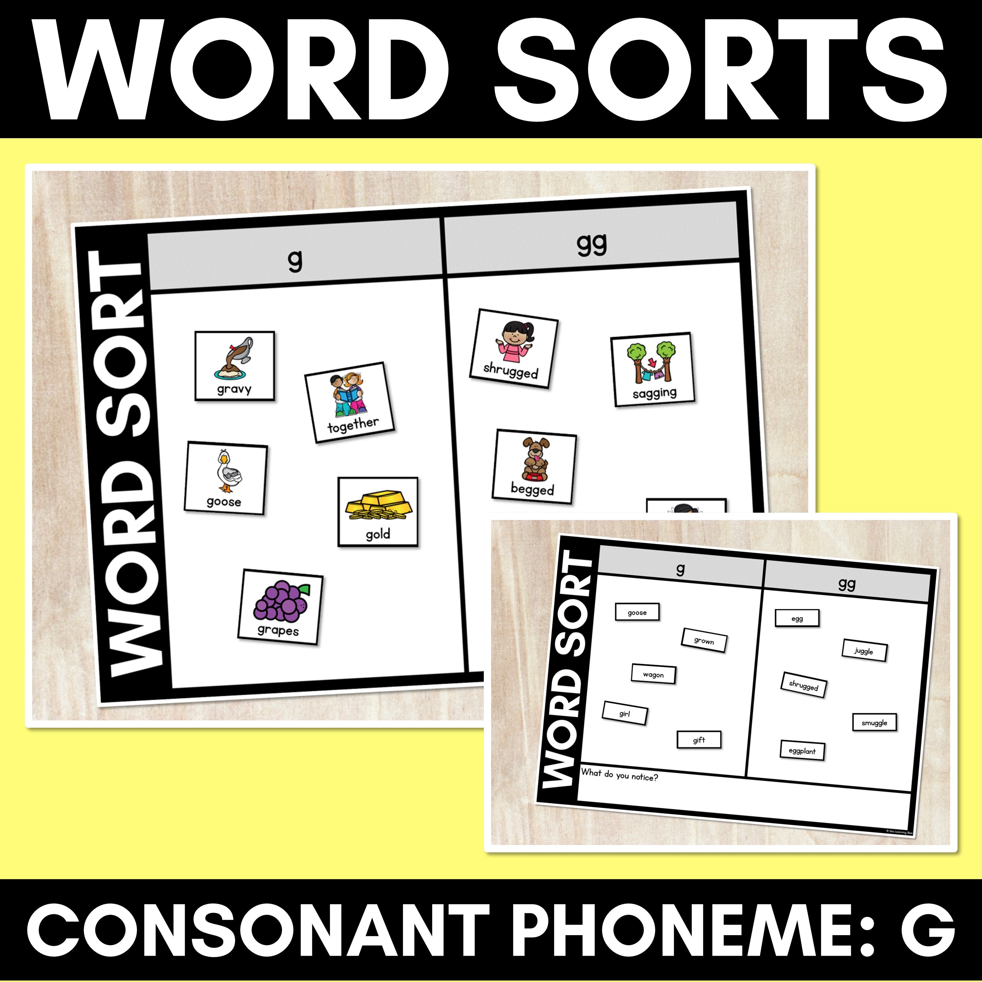CONSONANT PHONEME G WORD SORT - Mrs Learning Bee