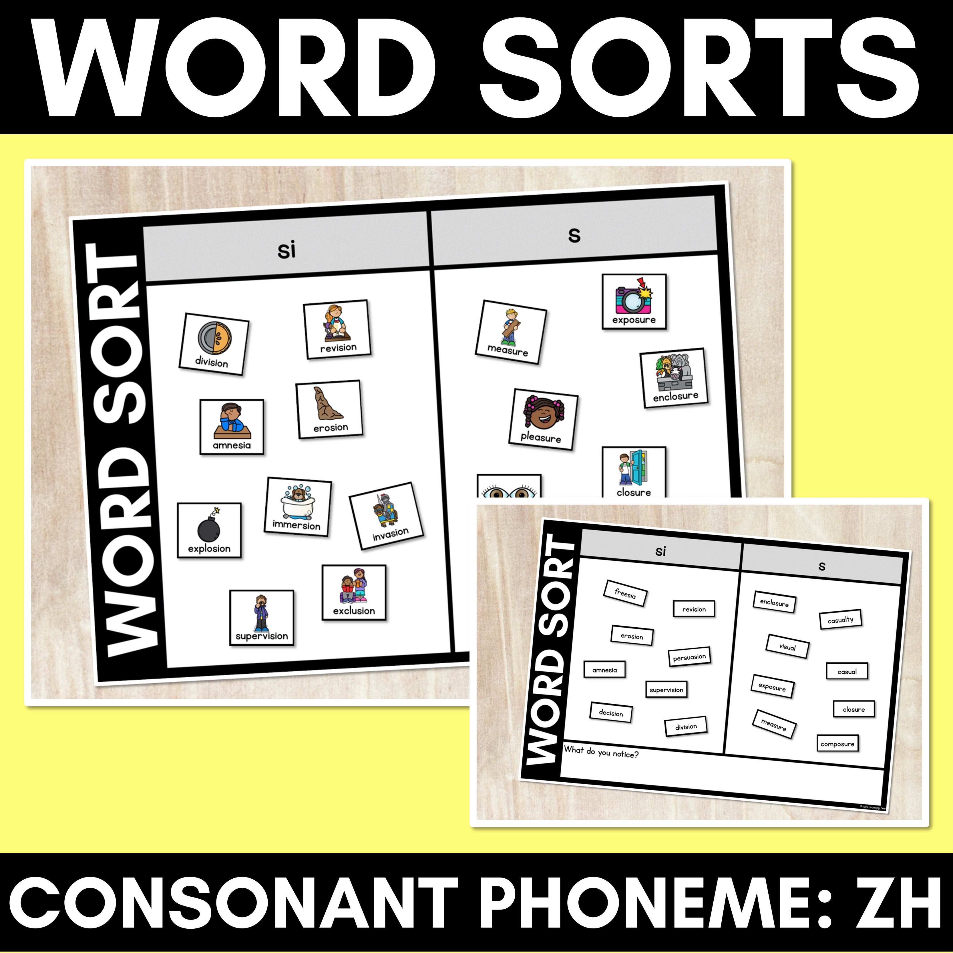 CONSONANT PHONEME ZH WORD SORT - Mrs Learning Bee