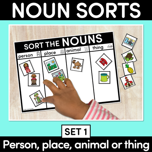 Noun Sort Cut & Paste Worksheets - Set 1 - Mrs Learning Bee