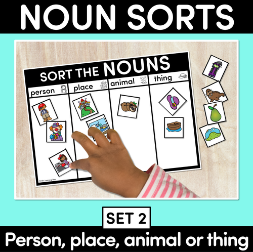 Noun Sort Cut & Paste Worksheets Set 2 - Mrs Learning Bee