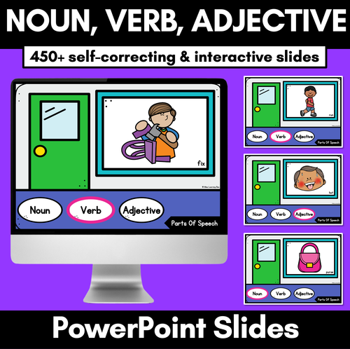 Nouns Verbs Adjective Interactive PowerPoint Slides - Mrs Learning Bee
