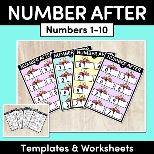 NUMBER AFTER Worksheets & Templates: 1-10 - Mrs Learning Bee