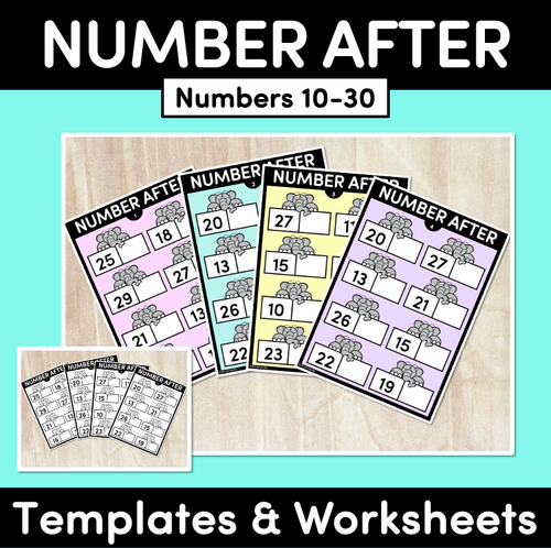 NUMBER AFTER Worksheets & Templates: 10-30 - Mrs Learning Bee