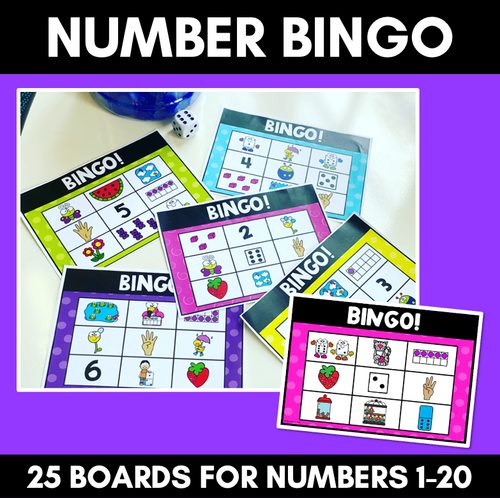 Number Bingo for Numbers 1-20 - Different ways to represent numbers 1 ...
