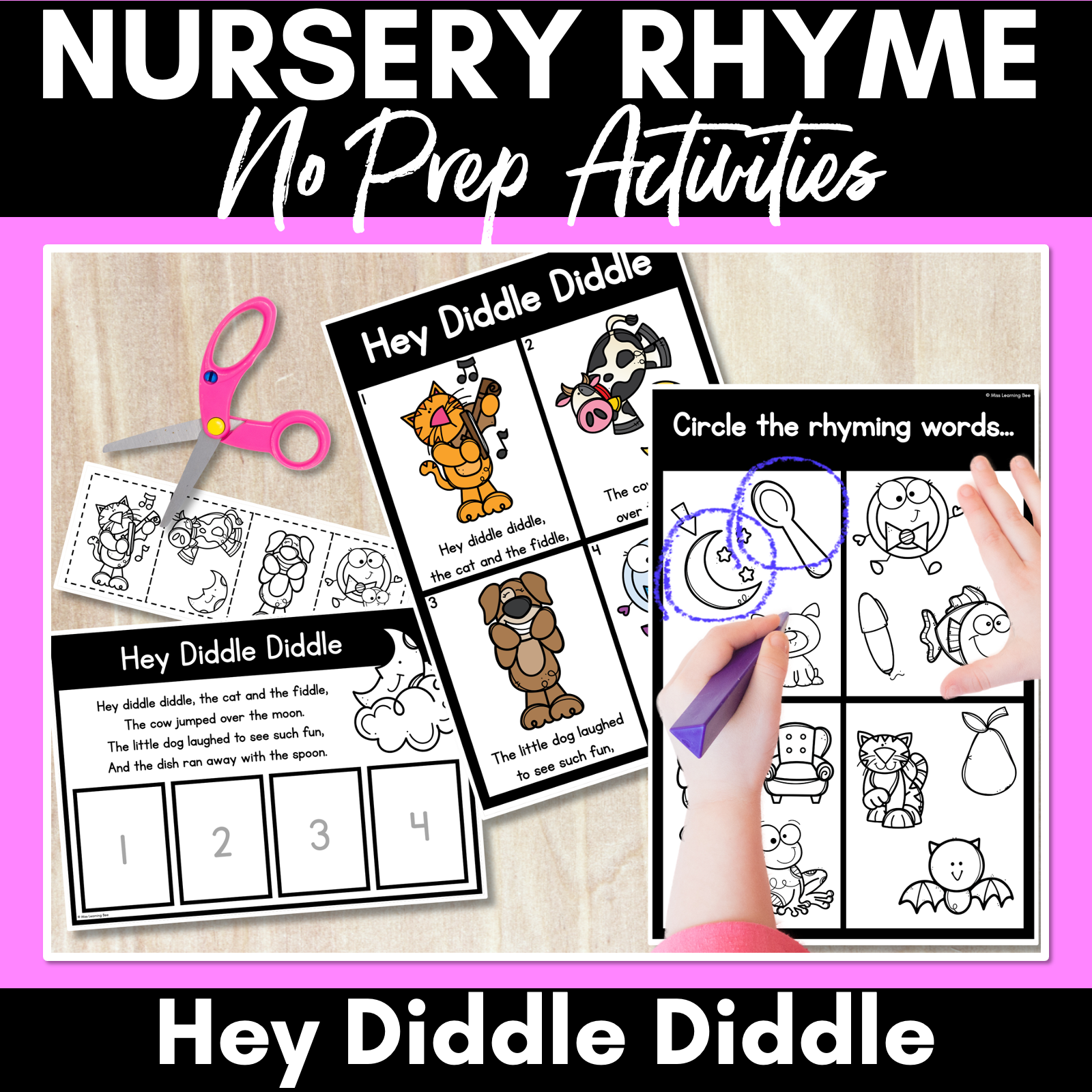 Hey Diddle Diddle Nursery Rhyme Worksheets - Mrs Learning Bee