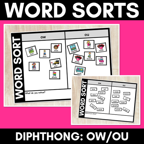 DIPHTHONG OW OU WORD SORT - Mrs Learning Bee