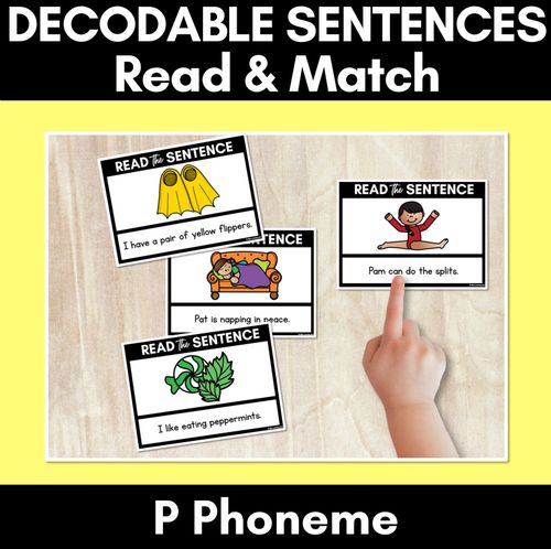 P Phoneme Decodable Sentences - Read & Match - Mrs Learning Bee